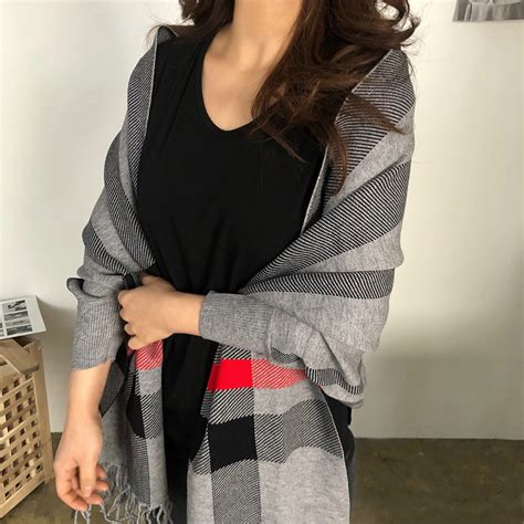버벌 울 체크 버리 시보리 배색 숄 니트 판쵸 가디건 하이퀄리티 에이블리
