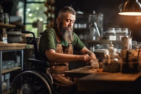 Premium Ai Image Disabled Barista Man In A Wheelchair Lives A Daily Life And Working In A