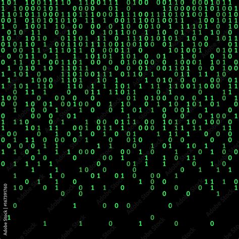 Binary Code Green And Dark Background Digits On Screen Algorithm