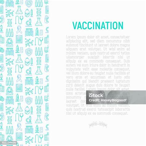 얇은 선 아이콘으로 예방 접종 개념 백신 주사기 앰 풀 유리병 현미경 바이러스 Dna 병원 구급차 배너 인쇄 매체 웹 페이지에 대 한 벡터 일러스트 0명에 대한 스톡 벡터