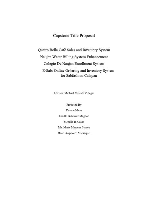 Capstone Title Proposal Pdf Usability World Wide Web