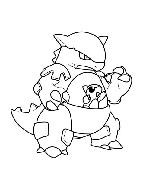 Kangaskhan Pokemon Coloring Pages Free Printable