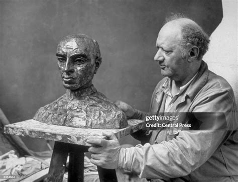Sculptor Jacob Epstein With The Finished Bust Of Pandit Nehru Prime