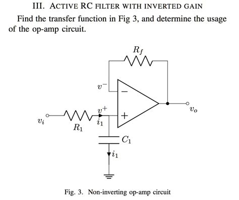 Solved Ii Active Rc Filter With Inverted Gain Find The Transfer Function In Fig 3 And