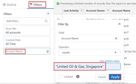 How To Apply Filter In Salesforce Report