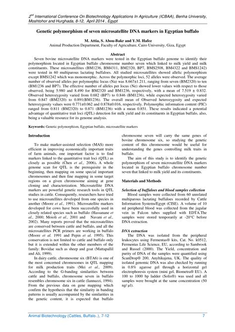 Pdf Genetic Polymorphism Of Seven Microsatellite Dna Markers In