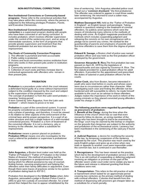 Non Institutional Corrections Pdf Pardon Probation
