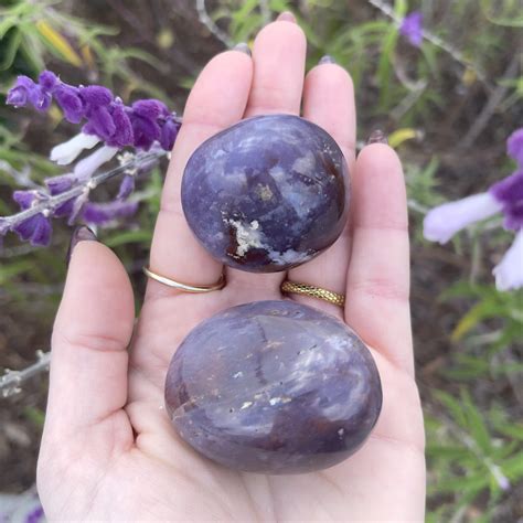Purple Chalcedony Palm Stone For Calm And Comfort Sage Goddess