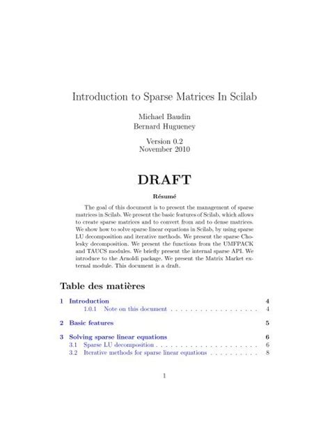 Introduction To Sparse Matrices In Scilab Projects