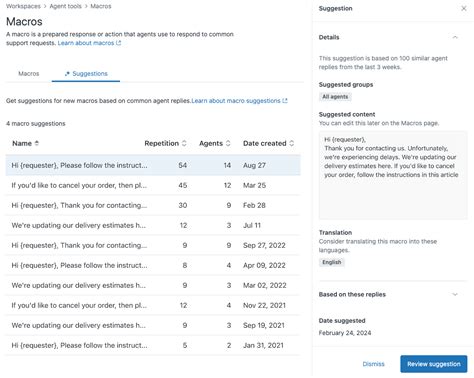 Creating Macros From Macro Suggestions For Admins Zendesk Help