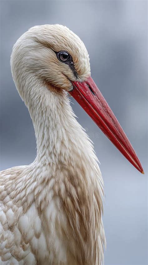 Close Up Portrait Of A White Stork In Natural Habitat Soft Diffused