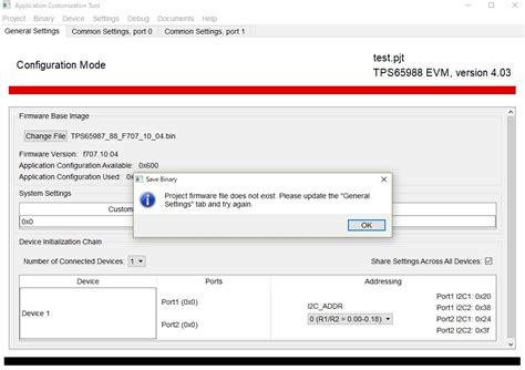 TPS65988EVM Save Binary Error Interface Forum Interface TI E2E Support Forums