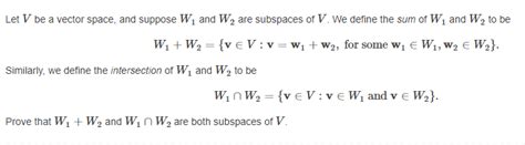 solved let v be a vector space and suppose w1 and w2 are