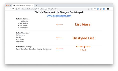 Tutorial Bootstrap 4 7 Membuat List Malas Ngoding