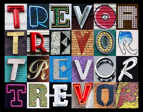 Personalized Poster Featuring TREVOR In Photos Of Letters From Etsy
