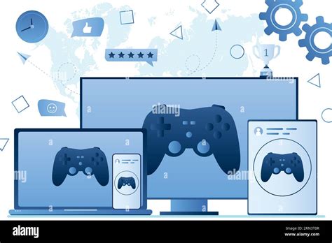 cross platform multiplayer concept various smart gadgets with game