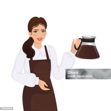 플랫 캐릭터 커피 숍 바리스타 벡터 일러스트 플랫 디자인 벡터 인포그래픽 일러스트레이션입니다 만화 남성 바리스타 또는 웨이터메뉴판 근처에 서 가공의 인물에 대한 스톡 벡터