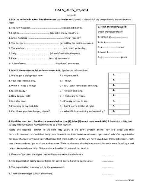 Unit 5 Test For Project 4 Pdf Tiger