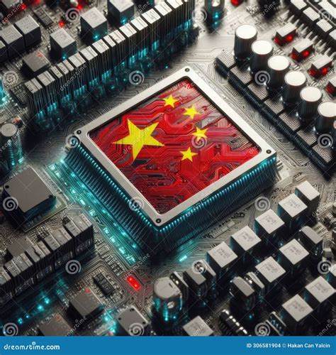Flag Of China On A Mainboard Cpu Chip Stock Illustration Illustration Of Memory Supply 306581904