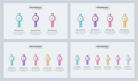 비즈니스 또는 프레젠테이션 타임라인 인포그래픽 템플릿 세트 프리미엄 벡터
