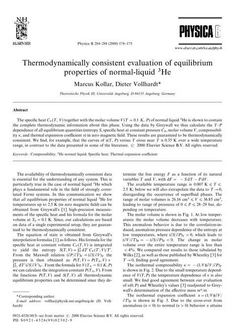 Pdf Thermodynamically Consistent Evaluation Of Equilibrium Properties