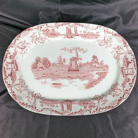 Large Pink Delph Platter Semi Porcelain Upper Hanley Pottery