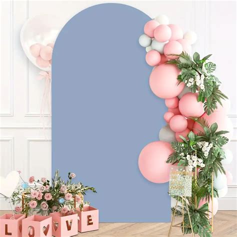 Dusty Blue Arch Wall Backdrop Stretchy Round Top Backdrop Temu