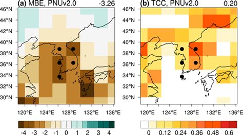 Spatial Distribution Of A Mean Bias Error And B Temporal Correlation Download Scientific