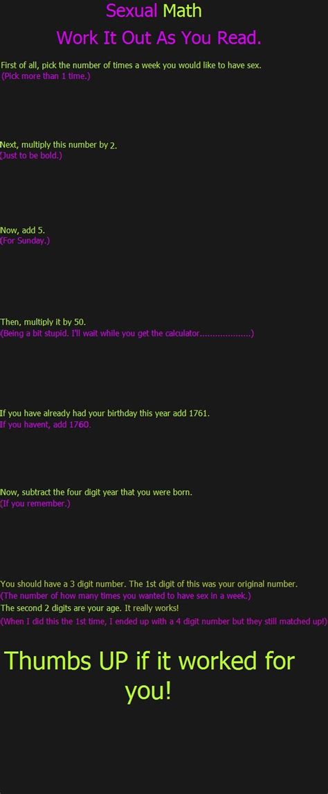 sexual Math Work It Out As You Read First Of All Pick The Number Of Times A Week You Would