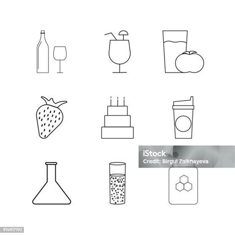 식품 및 음료 선형 아이콘 세트입니다 간단한 개요 아이콘 0명에 대한 스톡 벡터 아트 및 기타 이미지 0명 꿀 디자인 Istock