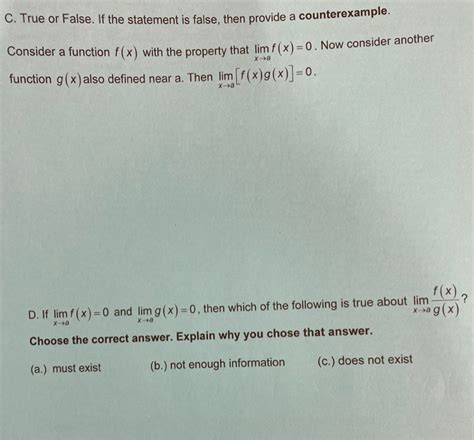 Solved C True Or False If The Statement Is False Then Chegg