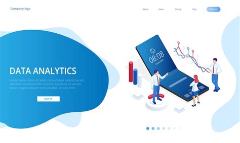 Premium Vector Landing Page With Isometric Business And Finance Analysts Analyzing Key