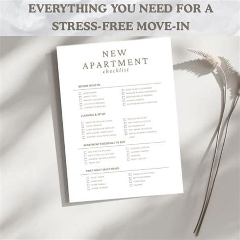 New Apartment Move In Checklist First Apartment Planner Minimal