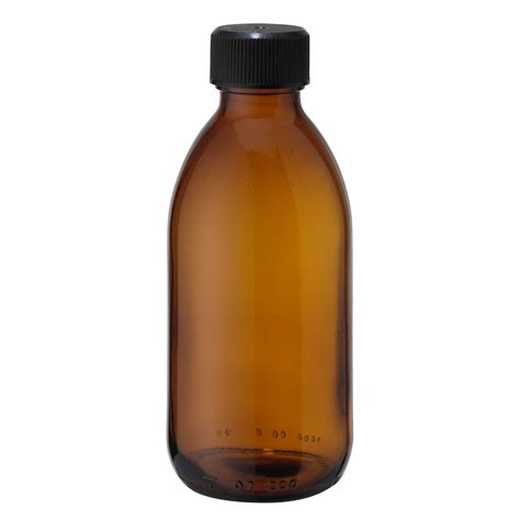 Bottle 200 Ml Amber Glass 28 Mm Black Liner 77 Boxespallet Identipack