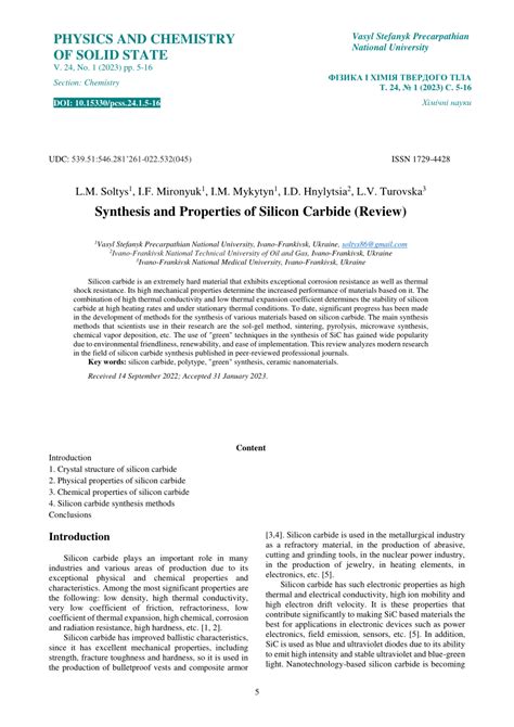 Pdf Synthesis And Properties Of Silicon Carbide Review