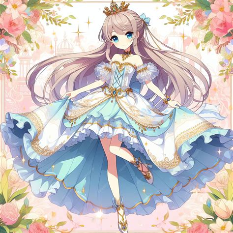 Premium Photo A Girl Princess In A Dress Cartoon Anime Illustration
