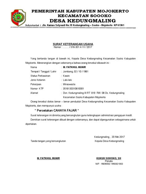 Detail Contoh Surat Keterangan Usaha Koleksi Nomer 51