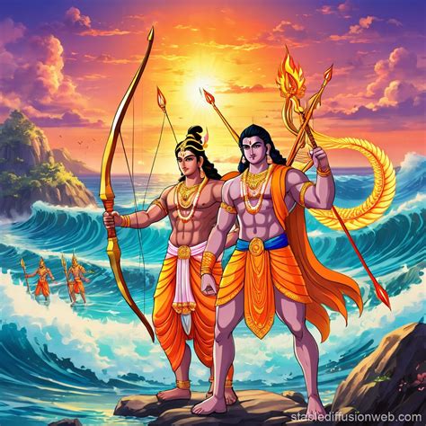 Ramayana Scene Lord Ram And Vanara Sena Stable Diffusion Online