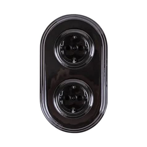 Double Socket Black Porcelain With Frame Gysinge