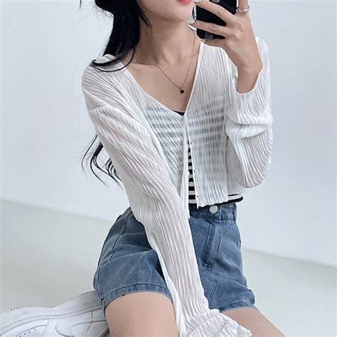 장마룩살안타템md소장 시스루 레이니 가디건 5color 에이블리