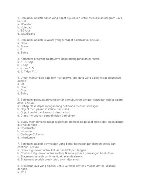 Soal Latihan Java Pdf