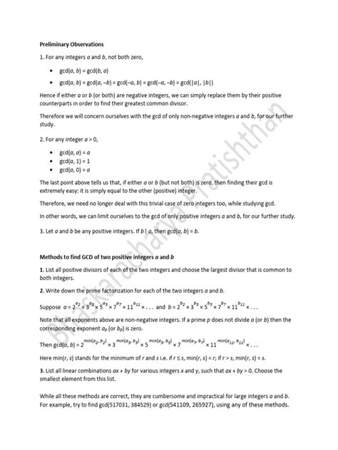 Number Theory Topic 05 Euclidean Algorithm Study Notes V100 Pdf