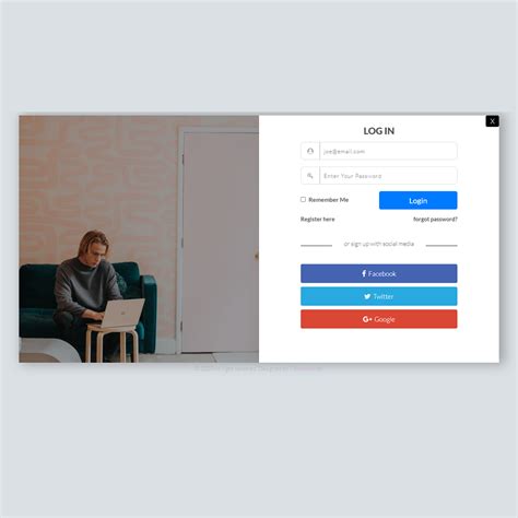 Html Responsive Login Form Template With Modal Layout