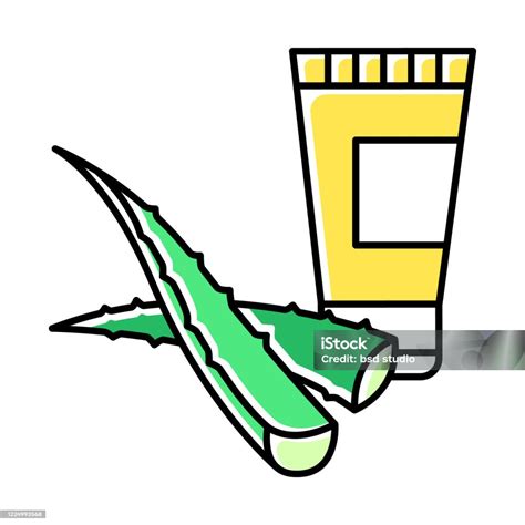 오가닉 크림 그린 컬러 아이콘입니다 식물 성 로션 알로에 베라 추출물을 함유한 젤 천연 화장품 유기농 샴푸 약초가 들어있는 제품 피부과 격리 벡터 일러스트레이션 개념에 대한