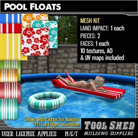 Second Life Marketplace Tool Shed Pool Floats Mesh Kit