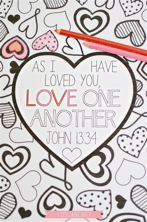 Love One Another Coloring Pages Valentine Bible Verse Fantastic
