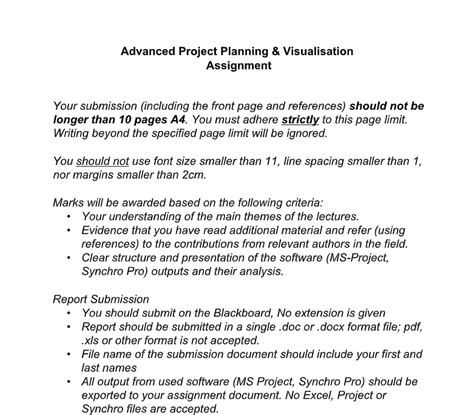 Advanced Project Planning And Visualisation Assignment
