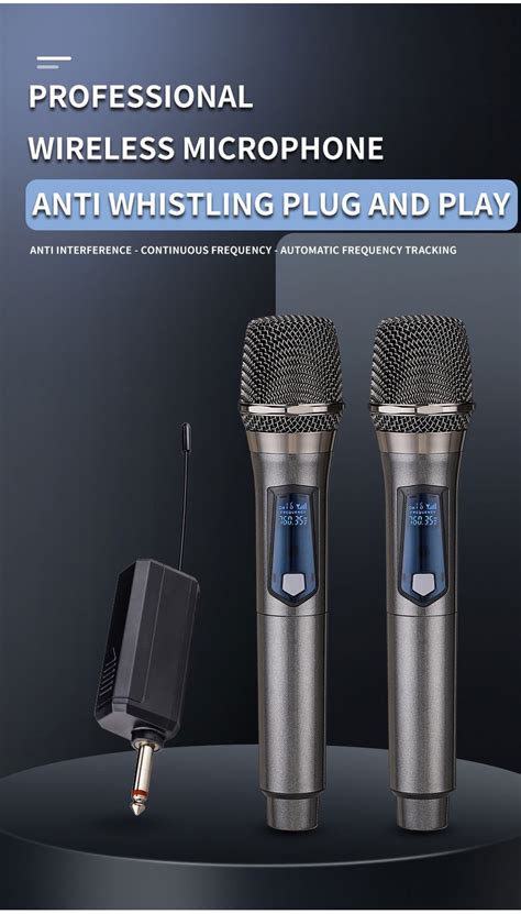 Uhf Wireless Microphone Dual Handheld Dynamic Karaoke Microphone With Rechargeable Receiver For