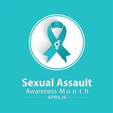 Sexual Assault Awareness Month Concept Banner With Teal Ribbon Vector