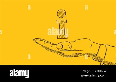 Human Hand And Info Icon Drawn On Yellow First Hand Information